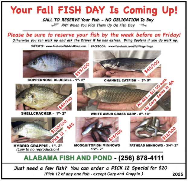 ORDERING – ALABAMA FISH AND POND